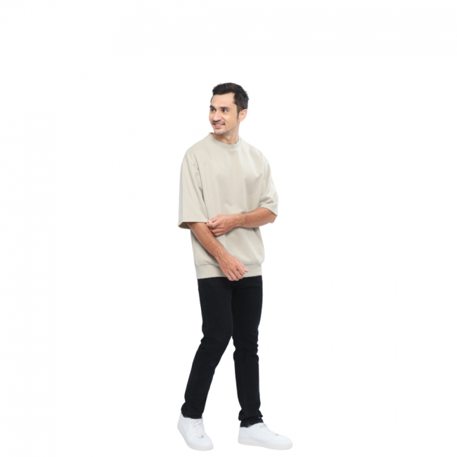 SCANDIA Kaos Lengan Pendek K&S Basic Oversize Pocket Tee Abbey Stone