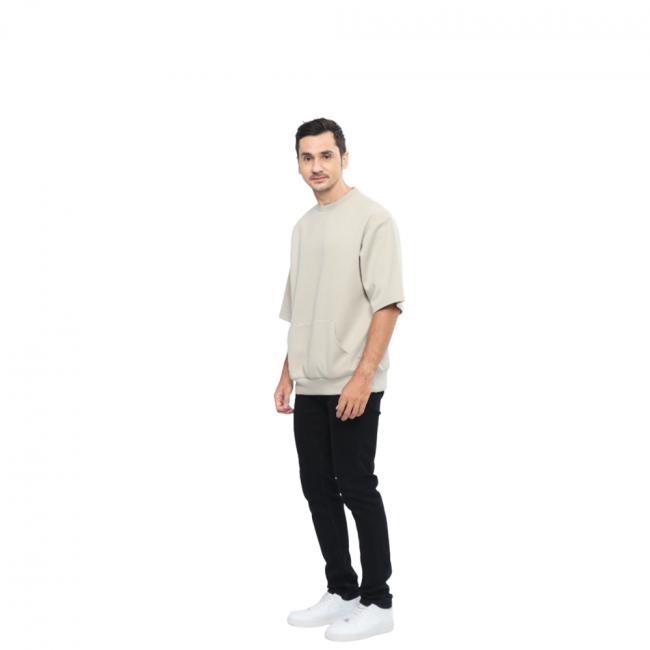 SCANDIA Kaos Lengan Pendek K&S Basic Oversize Pocket Tee Abbey Stone